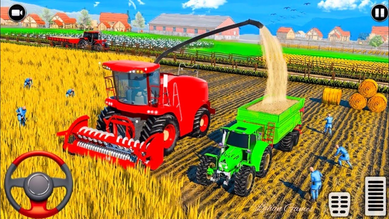 Modern Tractor farming Village - Harvesting Machine Simulator 3D Game ...