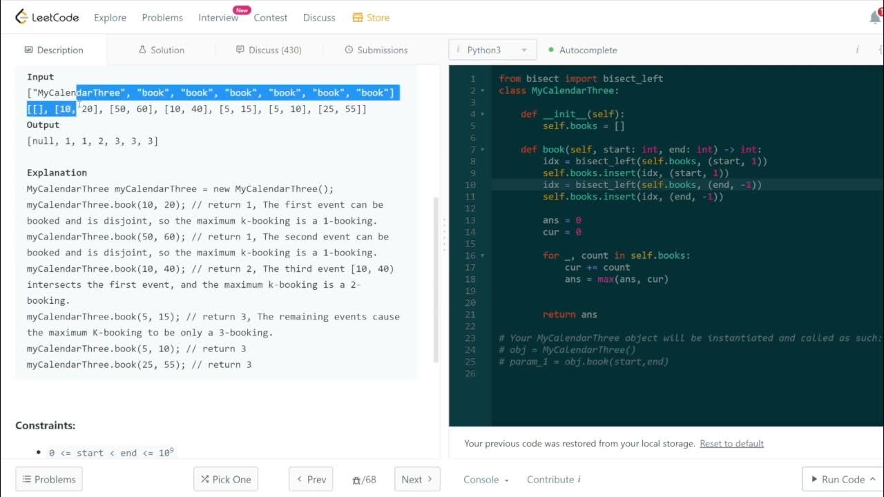 LeetCode 每日一題 Daily Challenge 732. My Calendar III - YouTube