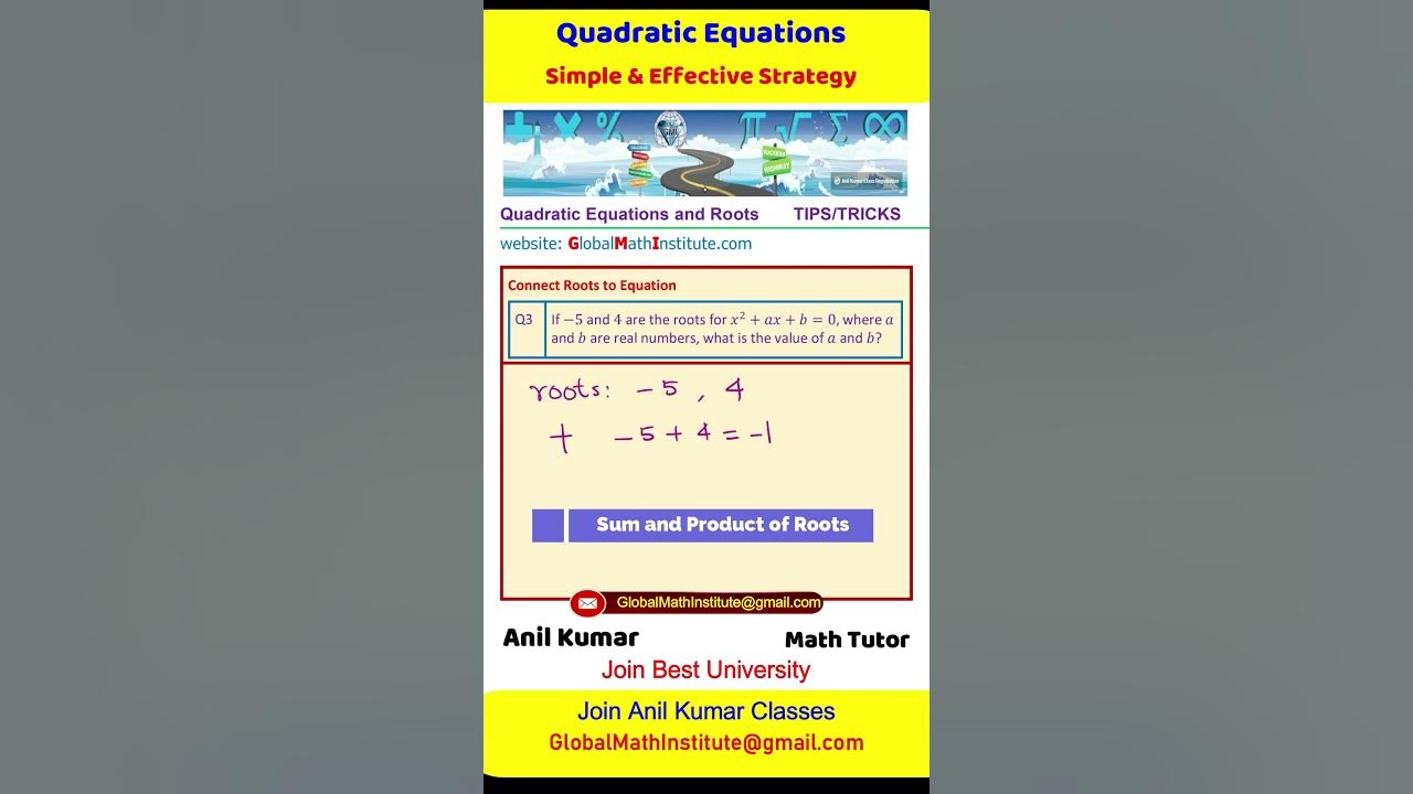 Q3 Integer Quadratic Roots and Equation TIPS Shorts - YouTube