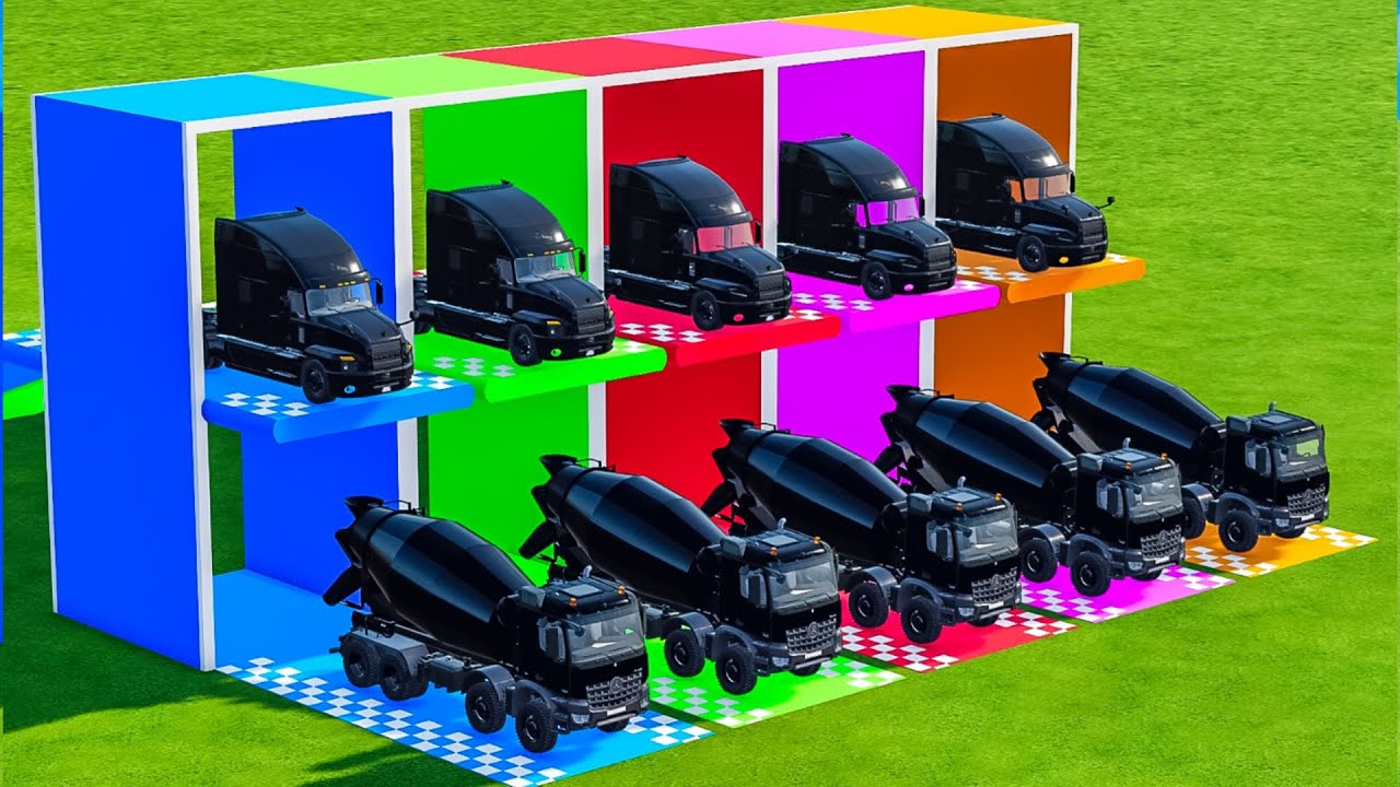 Two-Story Car Garage Black Mixer Car Changes Color - YouTube