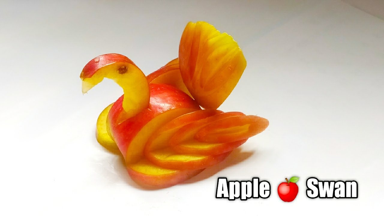 How to Make Apple Swan | fruit carving easy | Apple Swan Garnish-Fruit ...