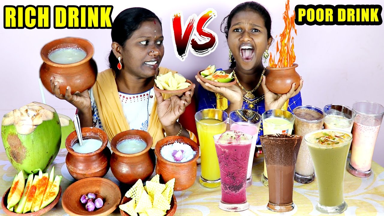 RICH VS POOR FOOD HEALTHY VS JUNK DRINK CHALLENGE IN TAMIL FOODIES rich-vs-poor-food-healthy-vs-junk-drink-challenge-in-tamil-foodies