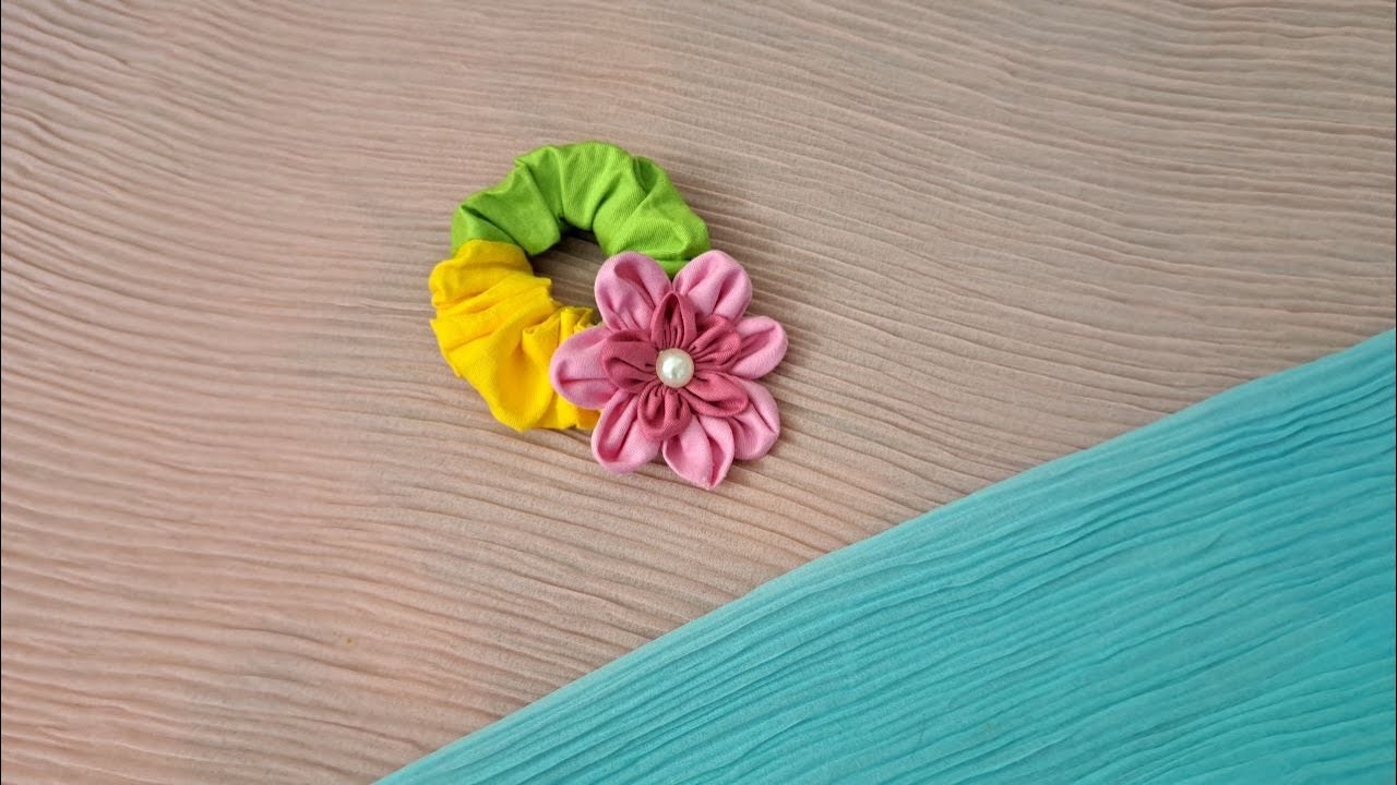 Flower Scrunchie | Fabric Flower Scrunchie | Beautiful and Easy to Make ...