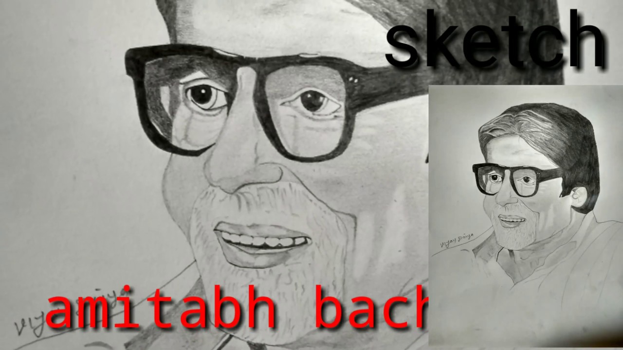 Amitabh bachchan portrait sketch - YouTube