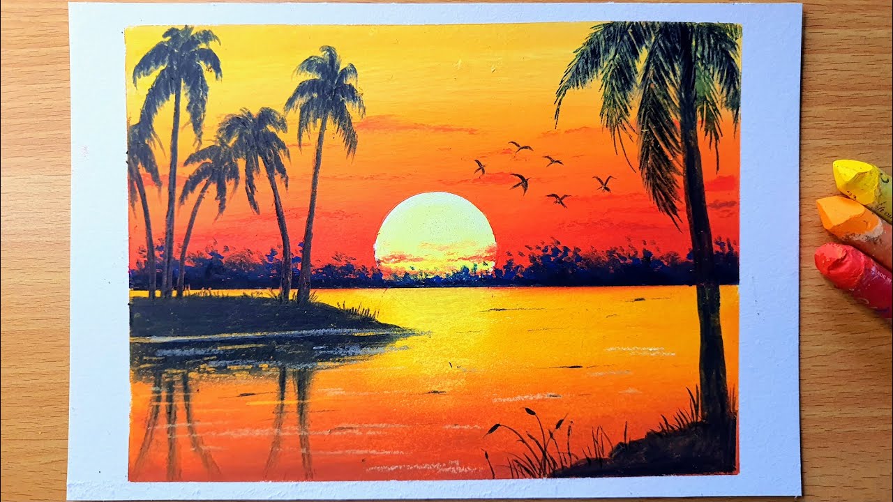 Simple Nature Art: Calming Sunset Scenery - YouTube