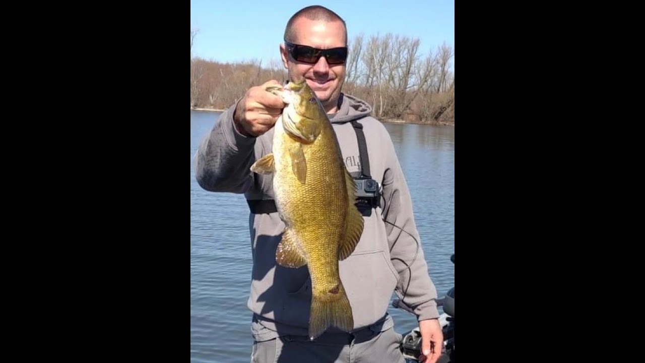 Lake Champlain early spring smallmouth fishing. Stacked up on a shallow ...