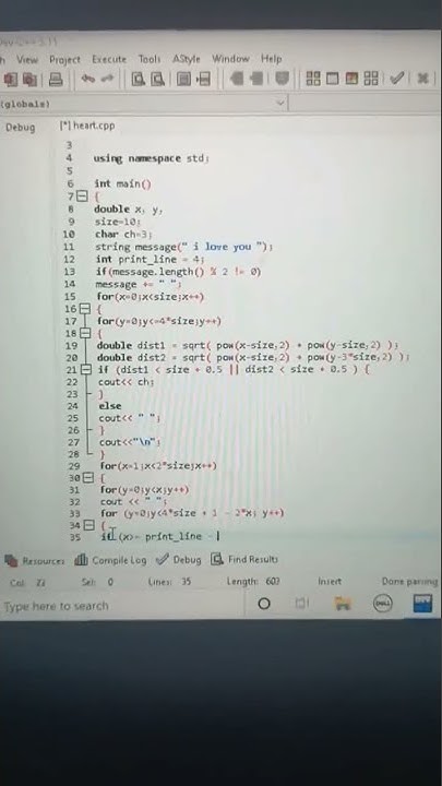 heart pattern print in c language | #coding #programming #programmer #shorts - YouTube