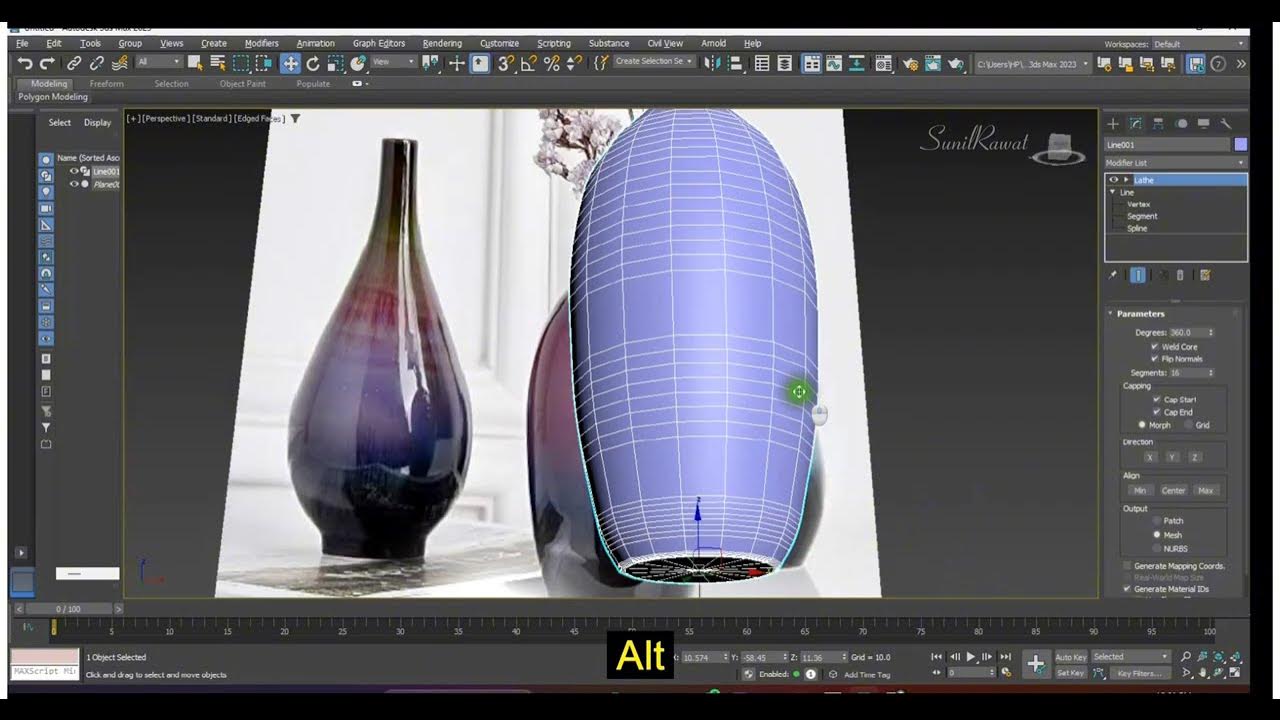 3DS MAX TUTORIAL | Beginner crash course | vase modeling using Lathe Modifier l#3dsmax #tutorial ...