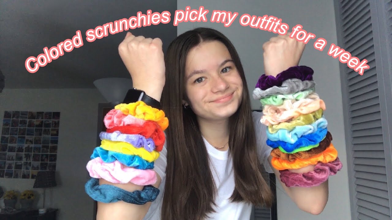 Colored scrunchies pick my outfits for a week! - YouTube