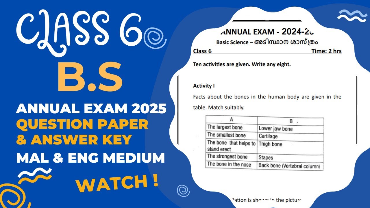 Class 6 Basic science | Annual Exam Question Paper & Answers - 2025 ...