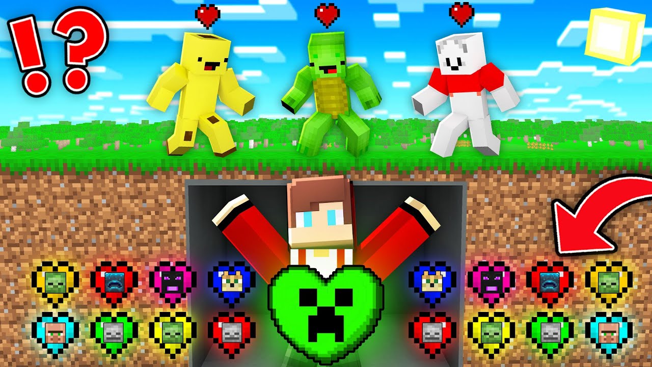 INFINITY MOBS HEARTS Speedrunner vs Hunters : JJ vs Mikey and Banana ...