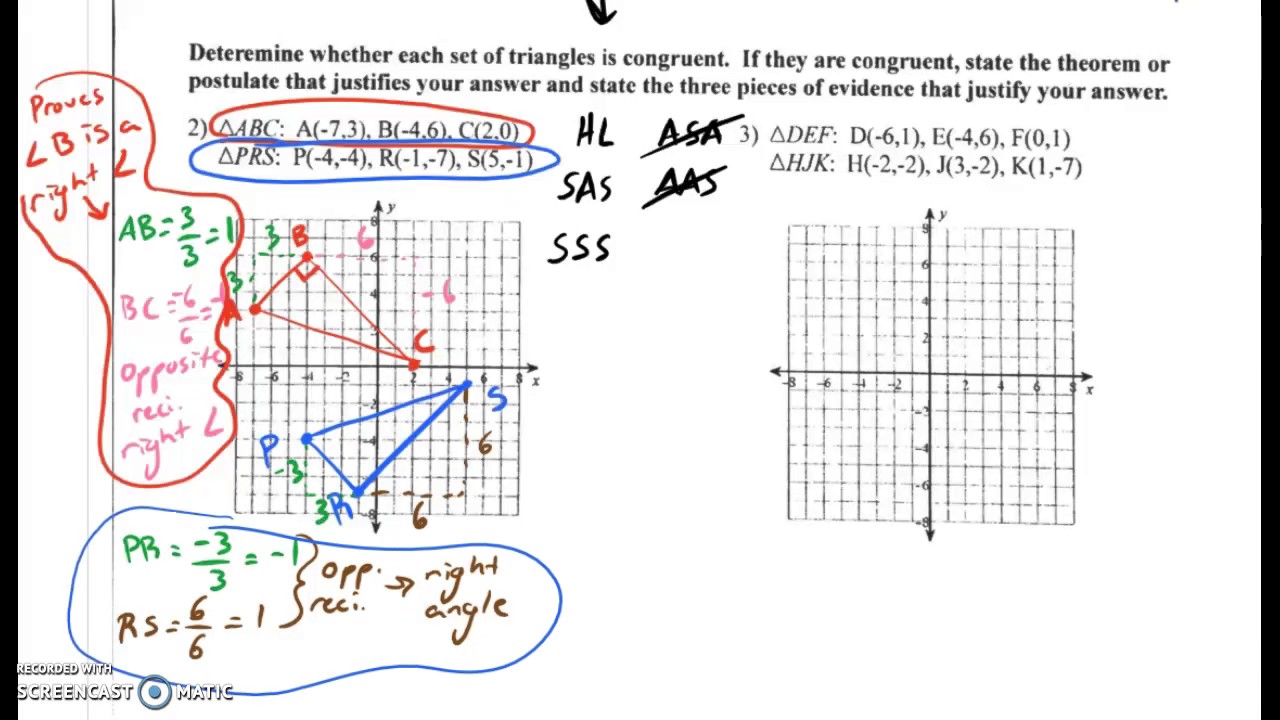 5-4 Triangle Congruence on Coordinate Plane Notes - YouTube