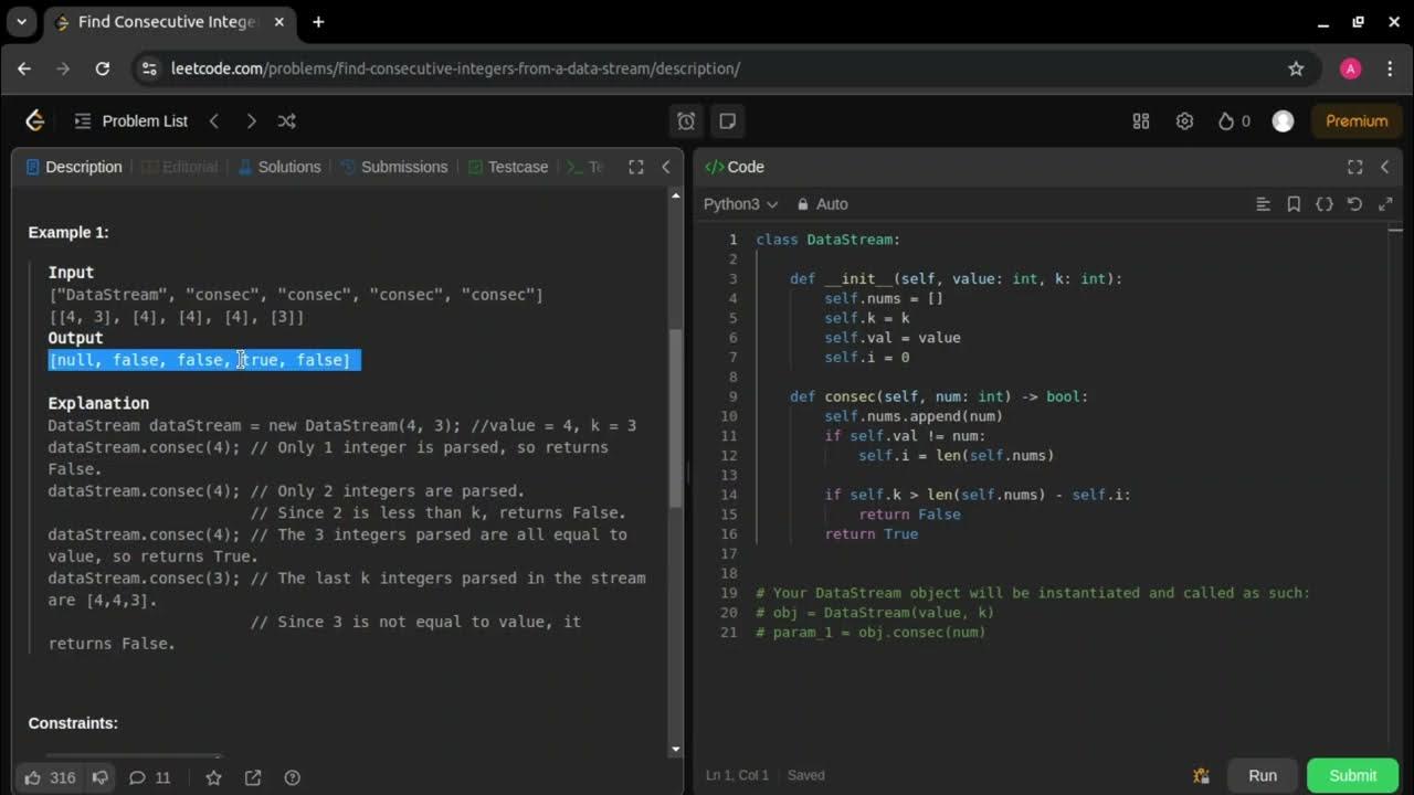 Find Consecutive Integers From a Data Stream - YouTube