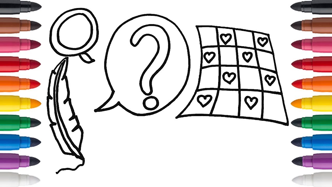 How to draw and color Letter Q, a Quill, Question mark and Quilt - YouTube