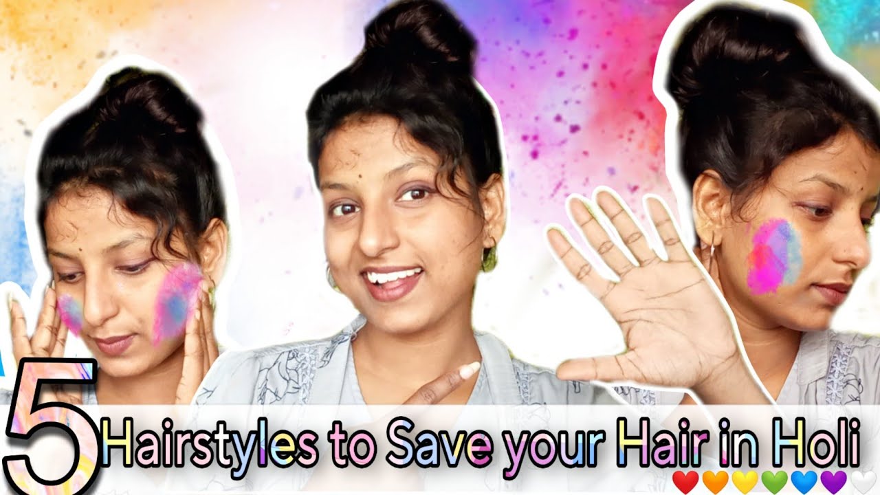 Hairstyles for Holi💛💚/ Holi Hairstyles / 5 bun Hairstyles for festivals ...