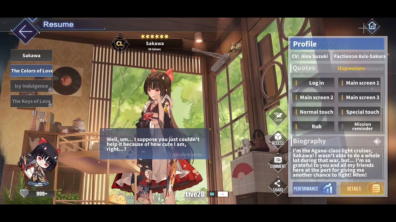 Azur Lane Sakawa “The Colors of Love” L2D Skin *Special Touch* - YouTube