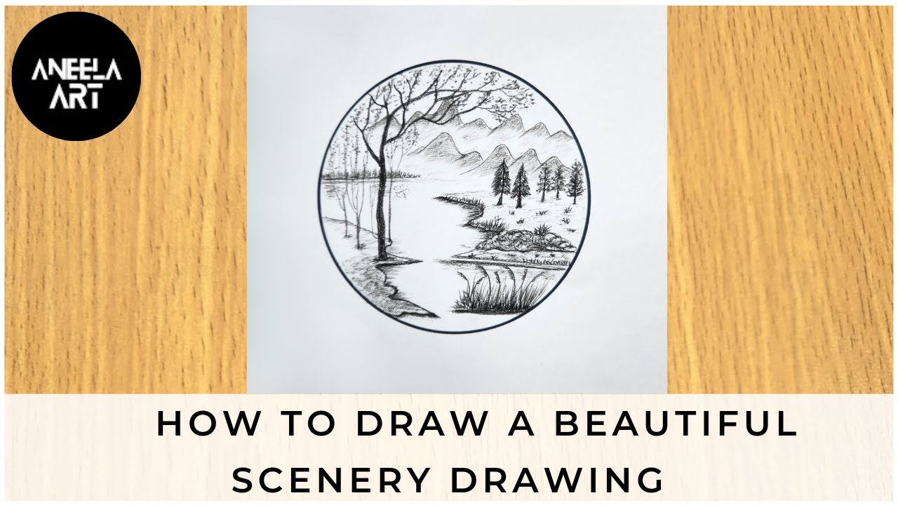 How to draw a beautiful scenery drawing|Easy Scenery drawing tutorial ...