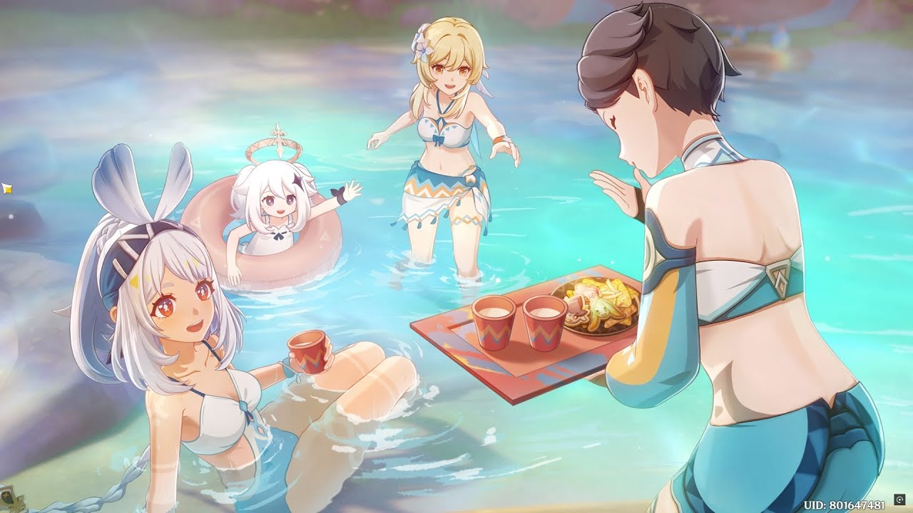 [JPDUB] Lumine and Paimon Swimsuit Change | Genshin Impact 5.0 - YouTube