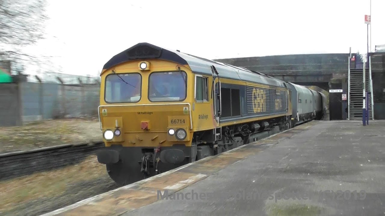 Visit To Reddish South Station With GBRF Class 66714 On 6J46 stone ...