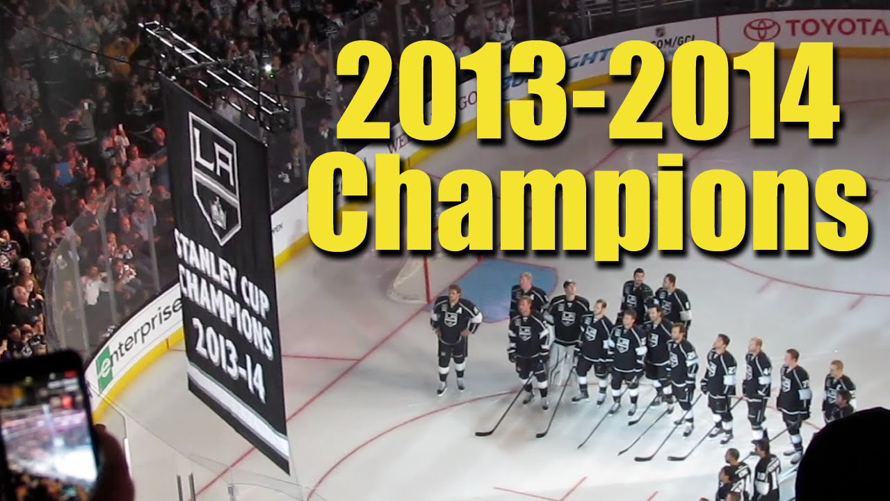 LA Kings Raise Championship Banner - YouTube