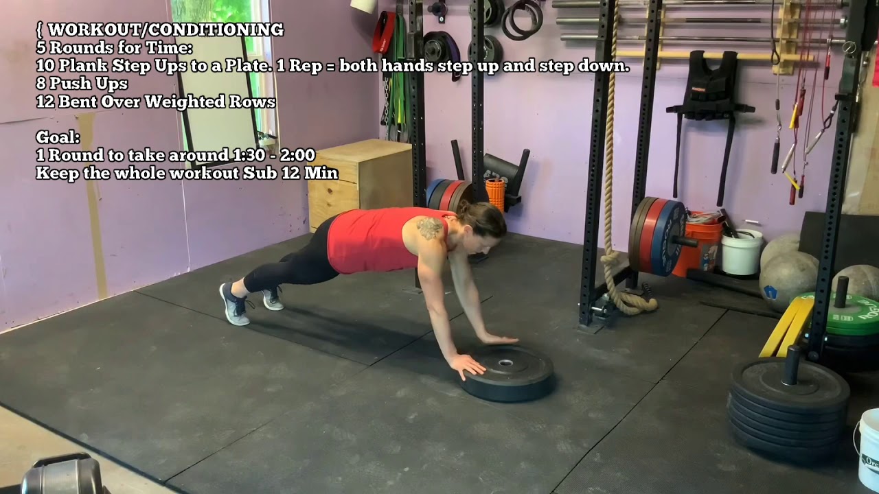 Week 14, Day 2 At Home Workout: Plank Step Ups, Push Ups, Bent Over ...