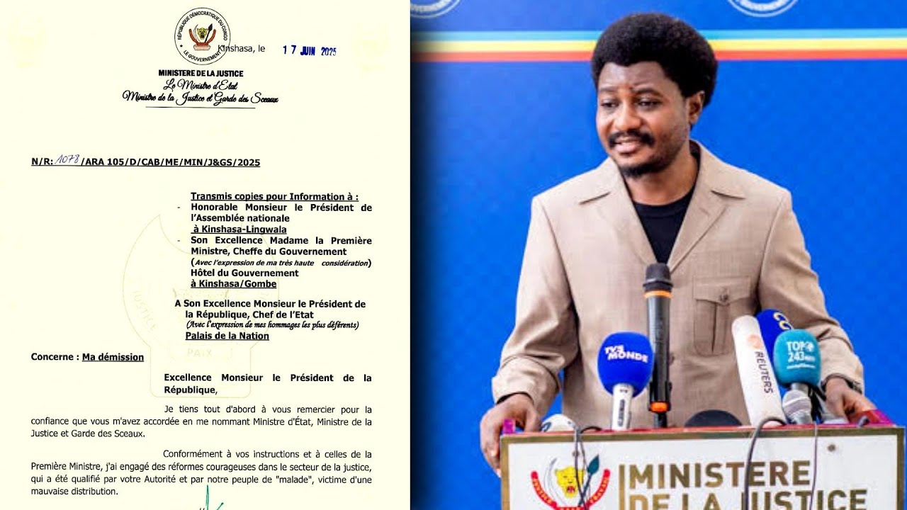 VOICI la LETTRE DE DÉMISSION de CONSTANT MUTAMBA Rémise à TSHISEKEDI ...