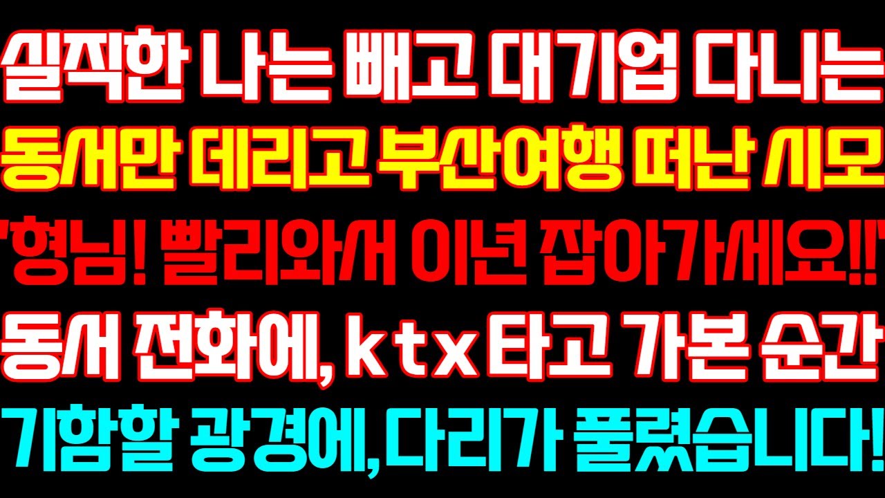 반전 신청사연 대기업 다니는 동서만 데리고 부산여행 떠난 시모 동서전화에 가본순간 기함할 광경 펼쳐지는데실화사연사연낭독라디오드라마신청사연 라디오사이다썰