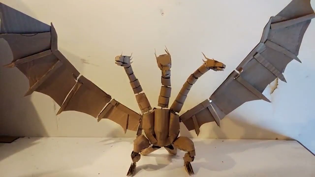 how to make a king ghidorah figure from cardboard. - YouTube