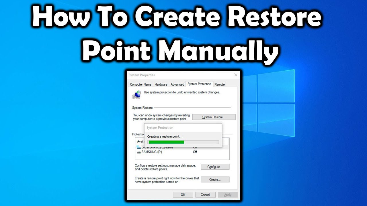 How To Create System Restore Point Manually In Windows 10 - YouTube
