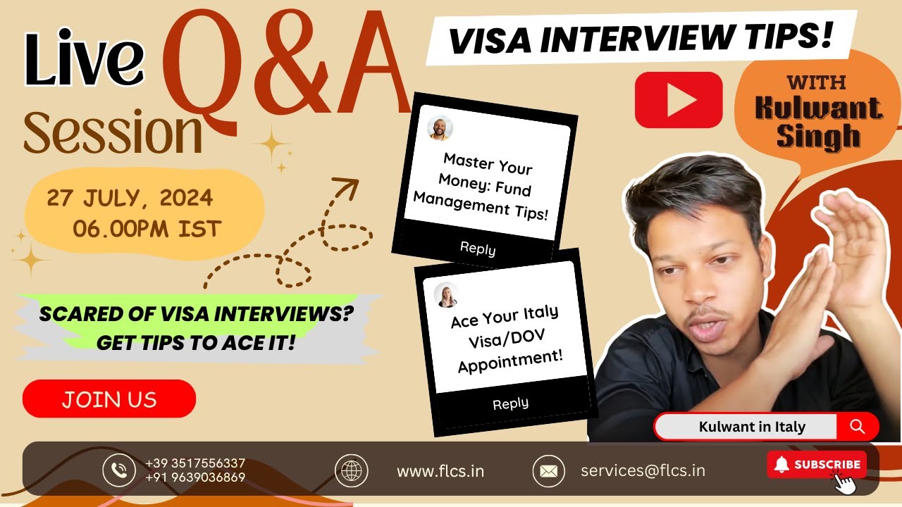 Italy Visa interview tips | funds for visa | Visa/DOV appointment # ...