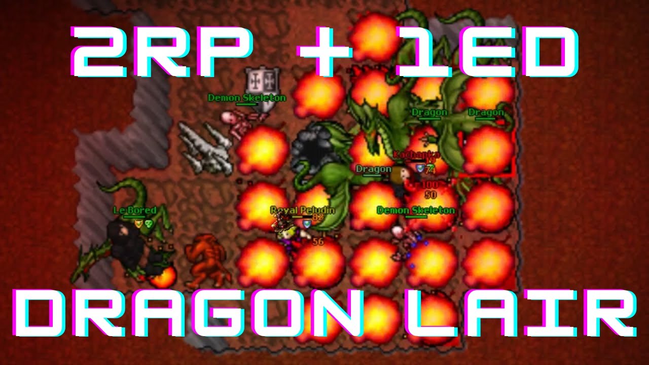 DRAGON LAIR EDRON!! 2 GIRLS + 1 CUP = ? - ENG/BR - TIBIA NOOB GAMEPLAY ...