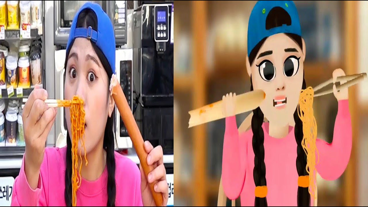 COMPARISON - 불닭볶음면 먹방 Mukbang Fire Spicy Noodle DONA 도나 VS DONA 도나 ...
