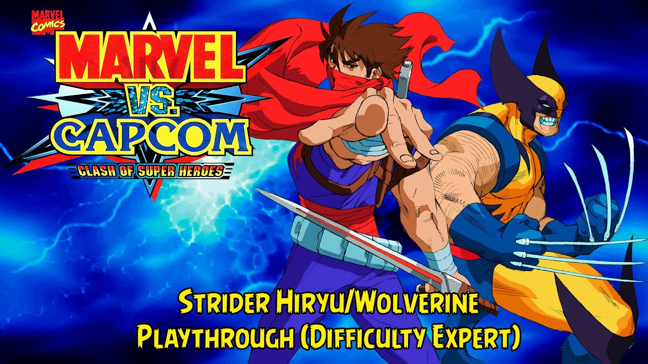 Marvel vs Capcom 1: Strider Hiryu🐱‍👤/Wolverine🐆 Playthrough (Difficulty ...