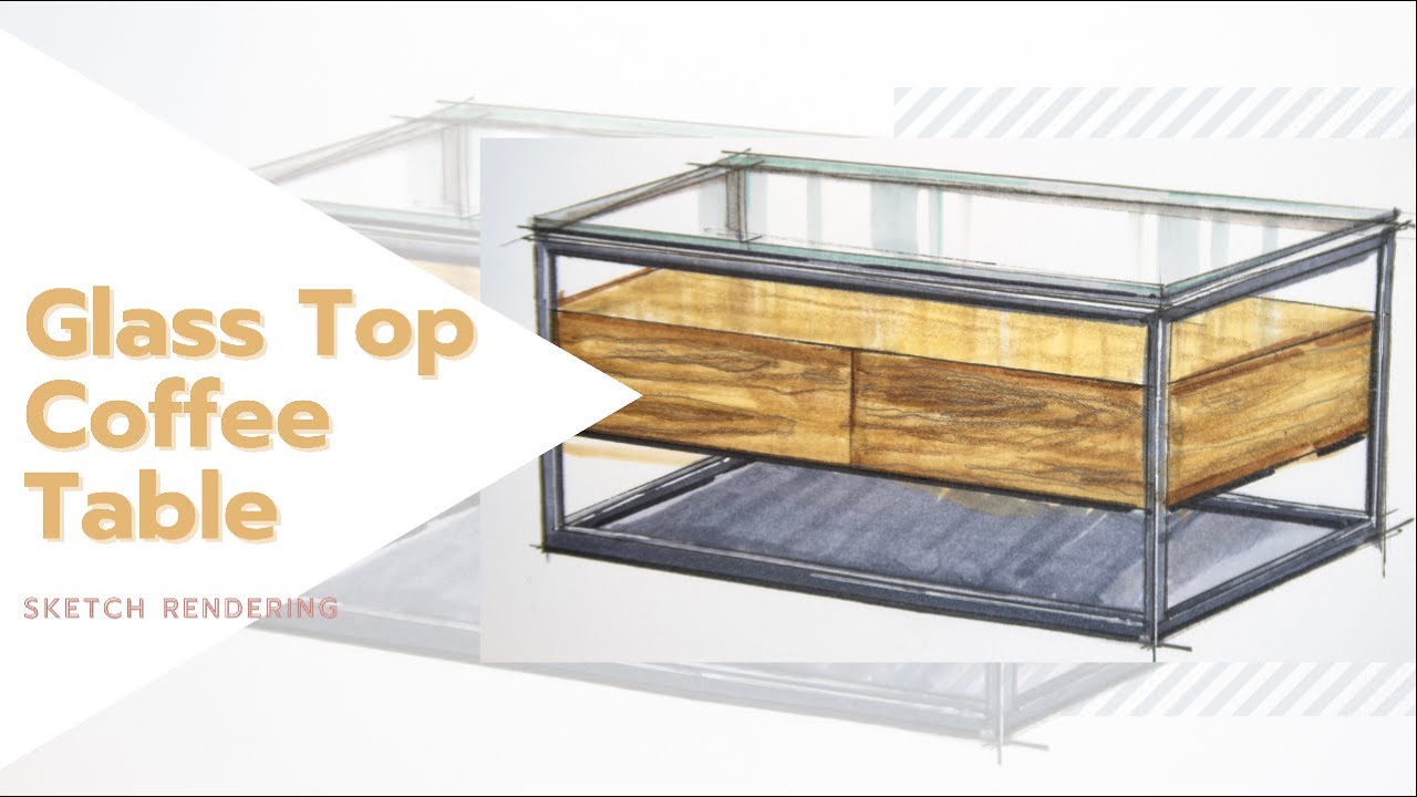 「PriscillaLin」Sketch rendering | GLASS TOP COFFEE TABLE | MID CENTURY ...