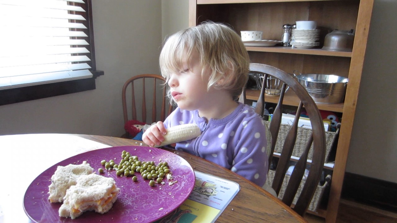 Daughter falling asleep at the table - YouTube