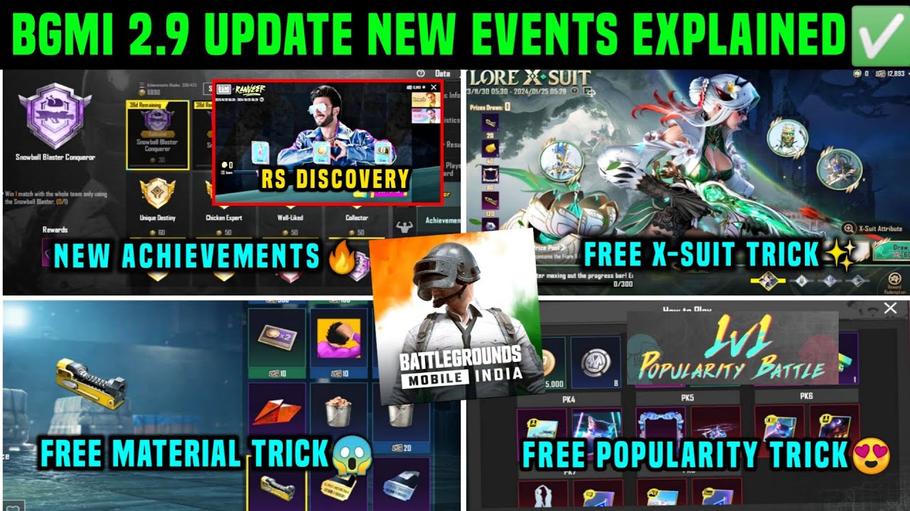 BGMI NEW UPDATE EVENTS EXPLAINED | BGMI NEW X SUIT FREE MATERIAL ...