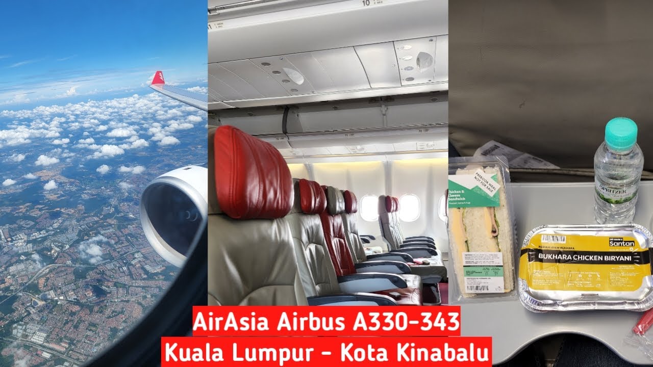 AirAsia A330-300 AK5108 Kuala Lumpur To Kota Kinabalu - YouTube