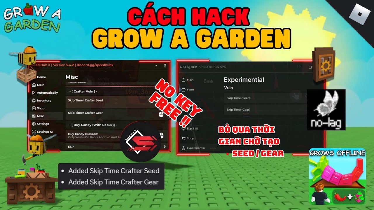 SCRIPT GROW A GARDEN - VỚI SPEED HUB NO KEY ( Added Skip Time Crafter ...