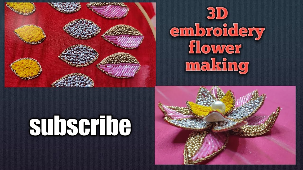 How to make 3D flower embroidery | needle embroidery ...