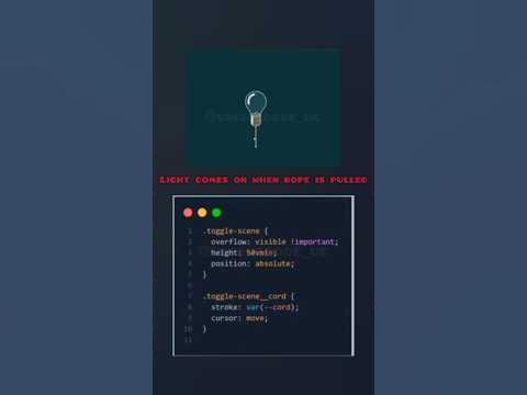 Light comes on when rope is pulled using css #shorts #coding #disigner #tranding #light - YouTube