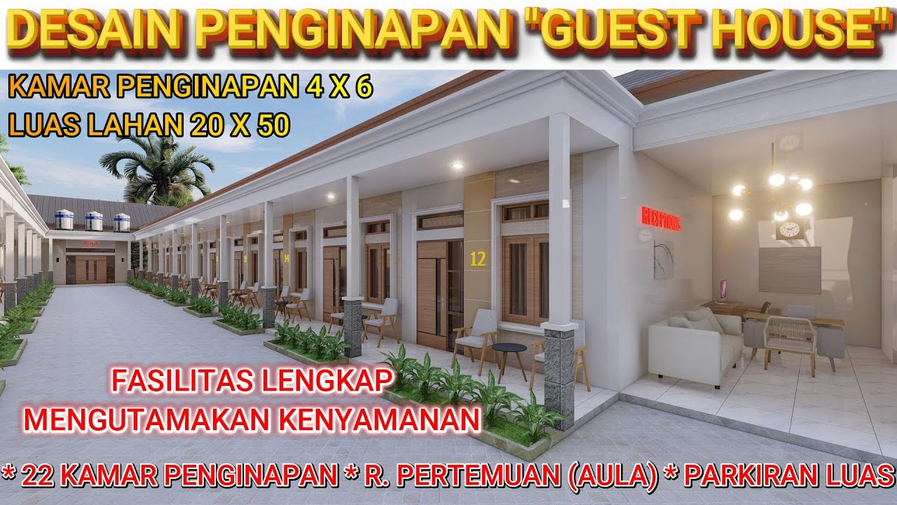 DESAIN PENGINAPAN "GUEST HOUSE" 4 X 6 M ll Fasiltas Lengkap, R ...
