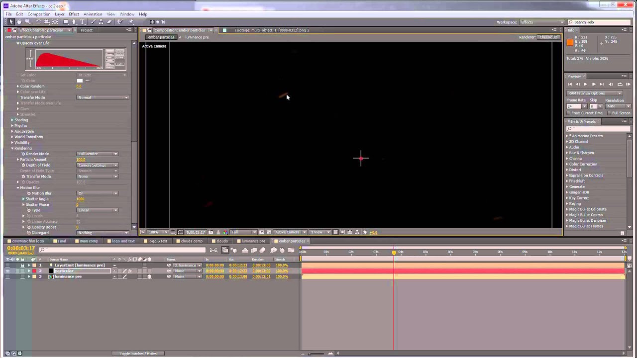 VFX Master Class - Part 19B - Create Fire Ember Particles with Trapcode ...