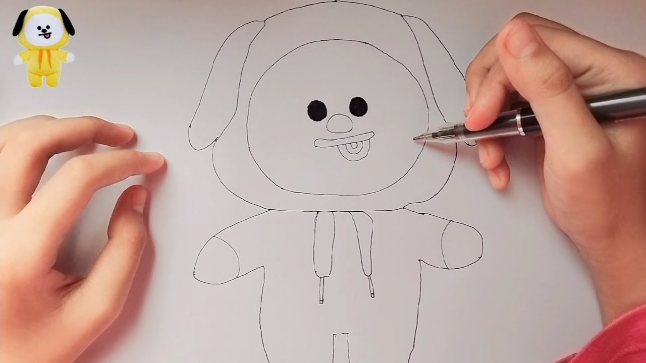 CARA MENGGAMBAR BONEKA BTS CHIMMY | HOW TO DRAW CHIMMY BT21 - YouTube