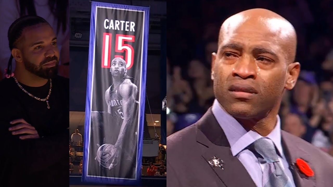 Vince Carter emotional as his jersey gets retired by Toronto Raptors ...