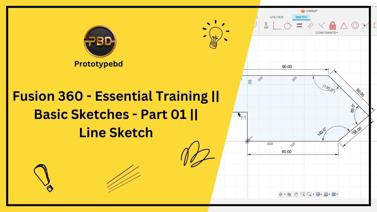 Fusion 360 - Essential Training | Basic Sketches - Part 01 | Line ...