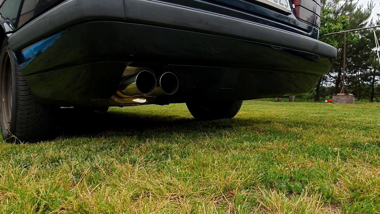 BMW E34 540i V8 exhaust sound x pipe wydech przelot kwas - YouTube