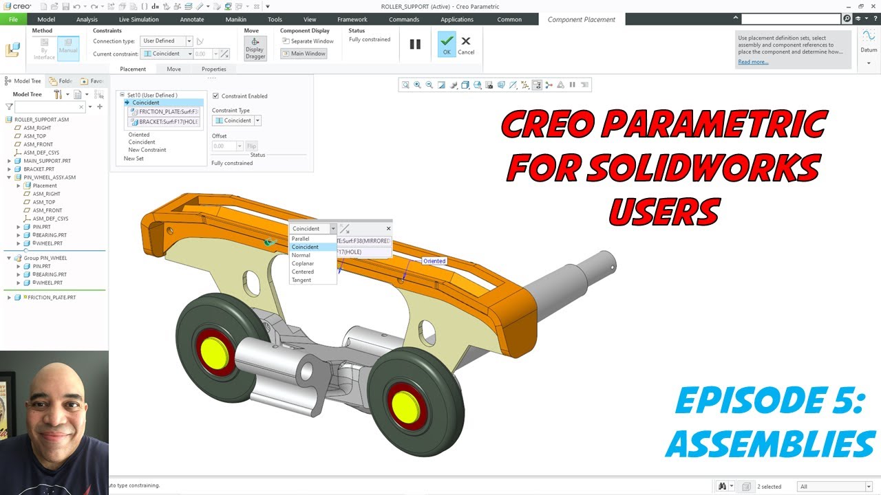 Creo Parametric for SolidWorks Users - Episode 5: Assemblies - YouTube