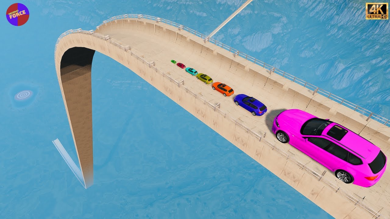 Giant & Small Cars Vs Huge Ramp - BeamNgdrive - YouTube