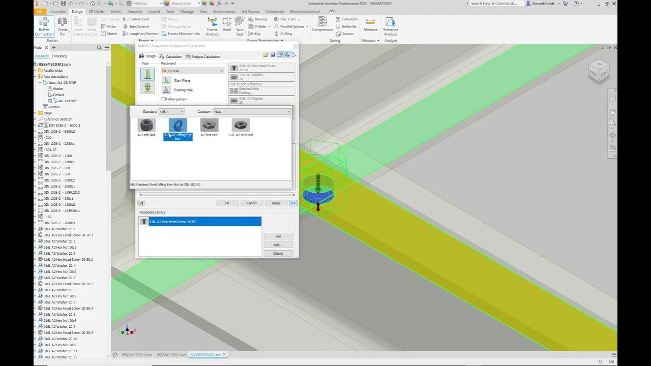 Autodesk Inventor Bolted Connection - YouTube