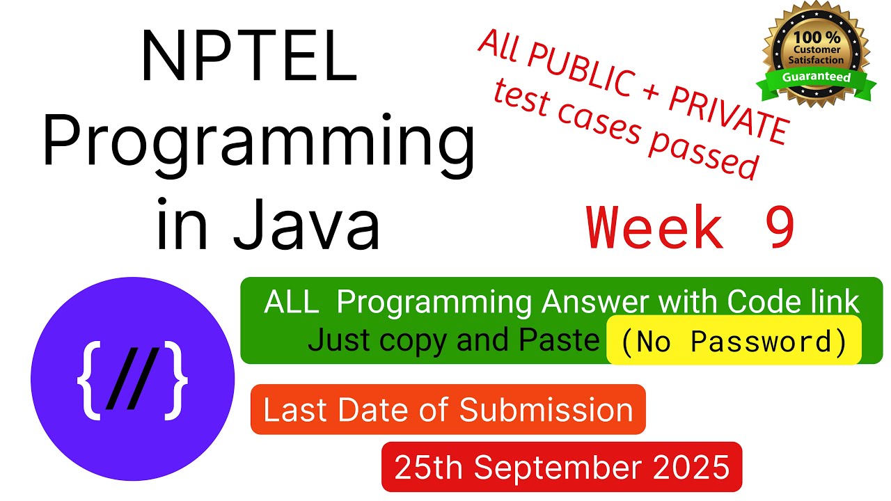 NPTEL Programming in Java week 9 all 5 programming assignment answer ...